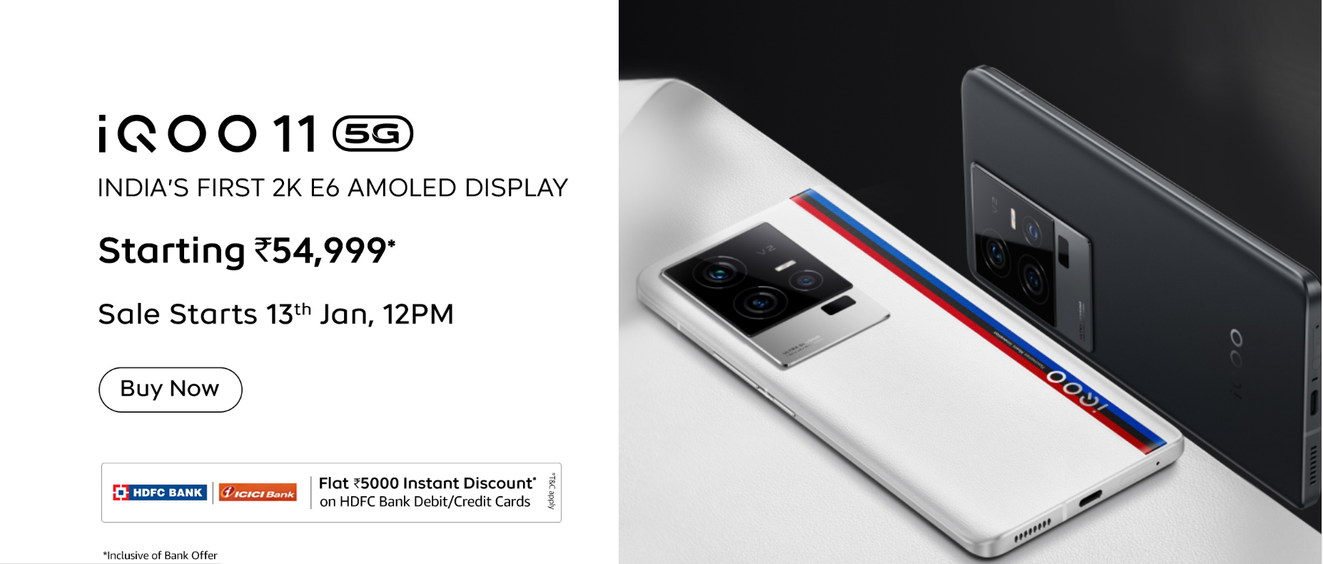 iQOO 11 sale live on e-store on 13th JAN. Get yours now!