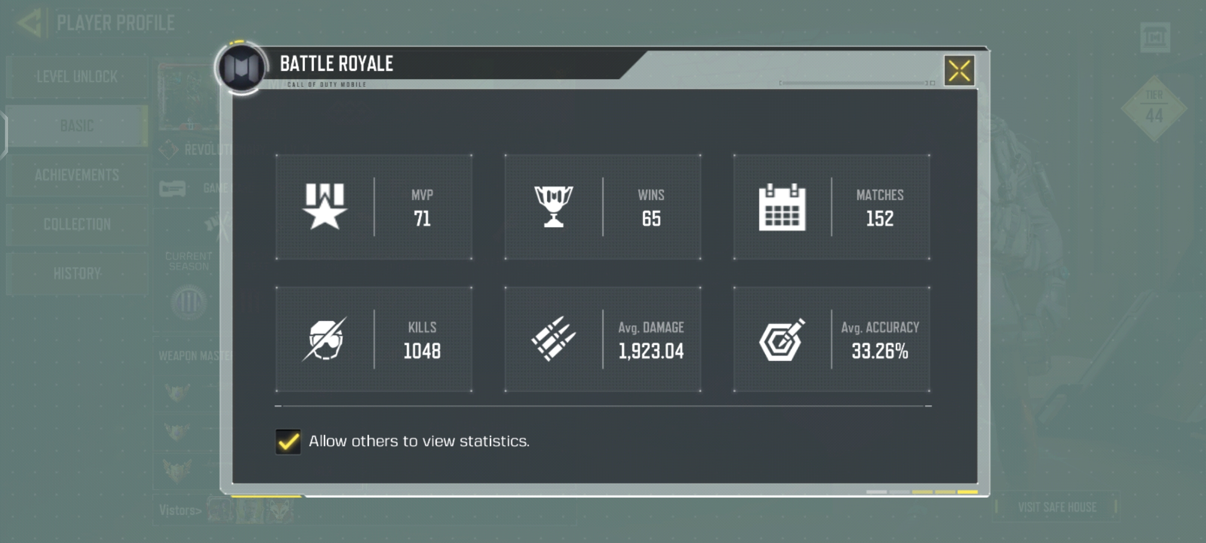 Present COD MOBILE statistics