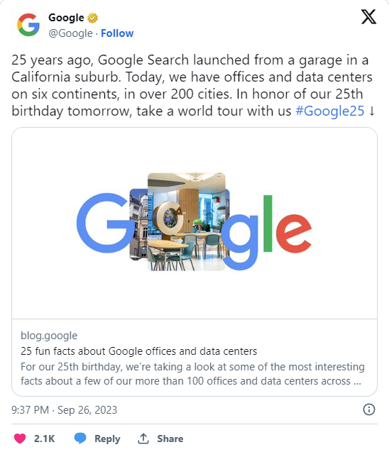 Google turns 25 🎁 | Celebrates birthday with a doodle