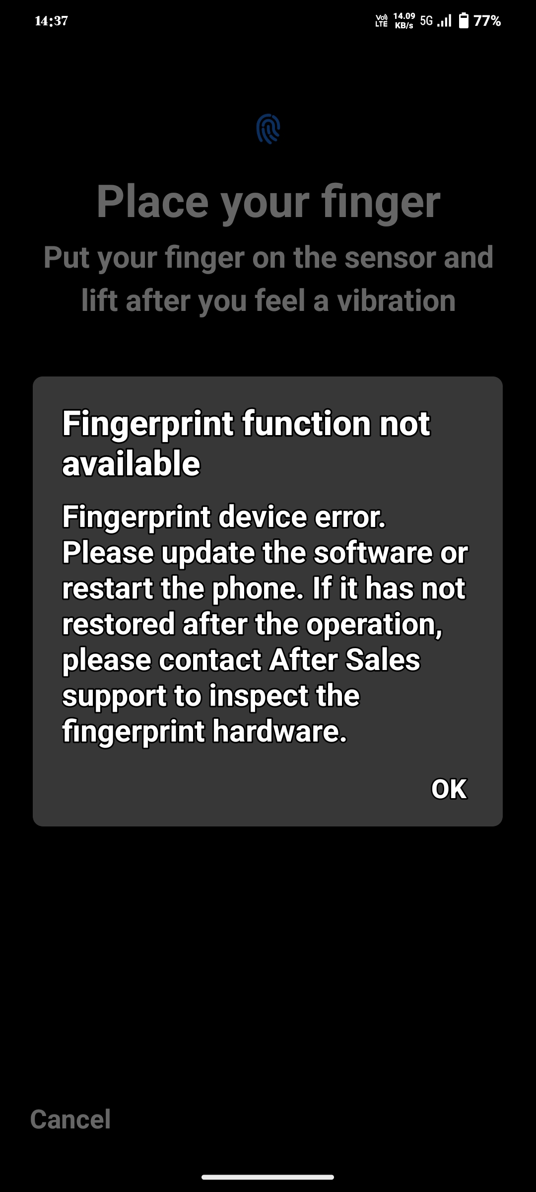 Fingerprint scanner not working