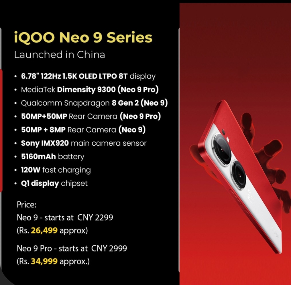 Iqoo Neo 9 comes with huge upgrade