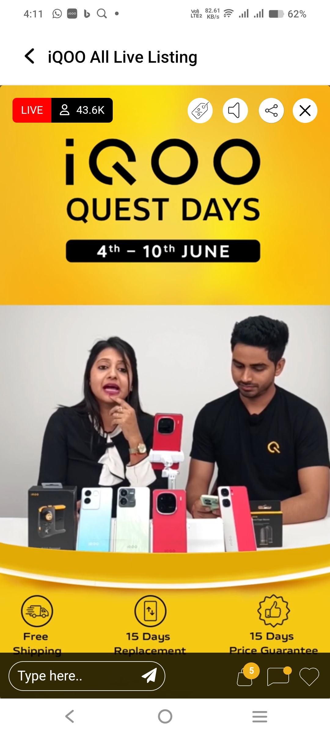 iQOO E-store live - A significant presence of viewers