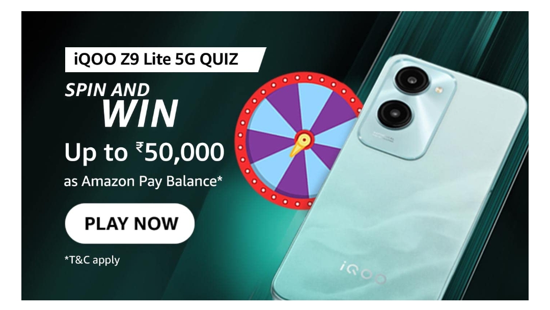 📢 iQOOZ9Lite 5G 'Spin And Win' Quiz On Amazon😍🤘