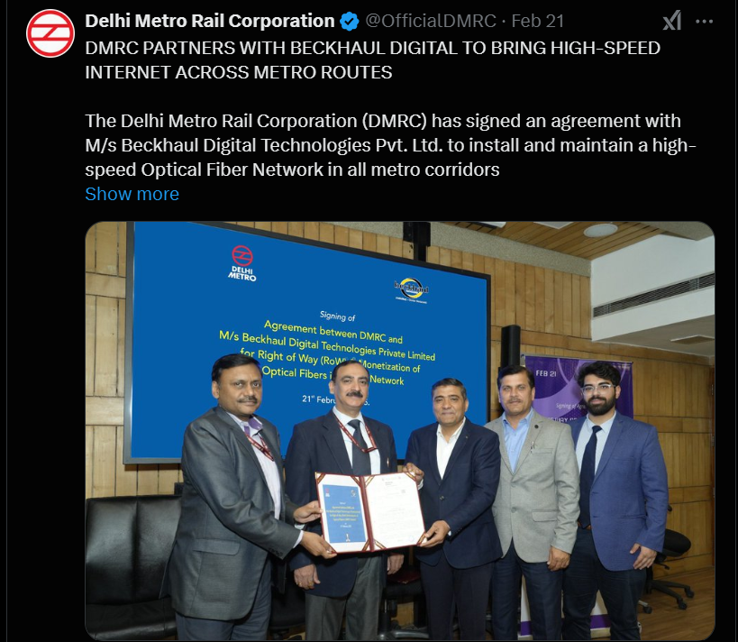 DMRC Partners with Telecom Company to Enhance Internet Connectivity ...