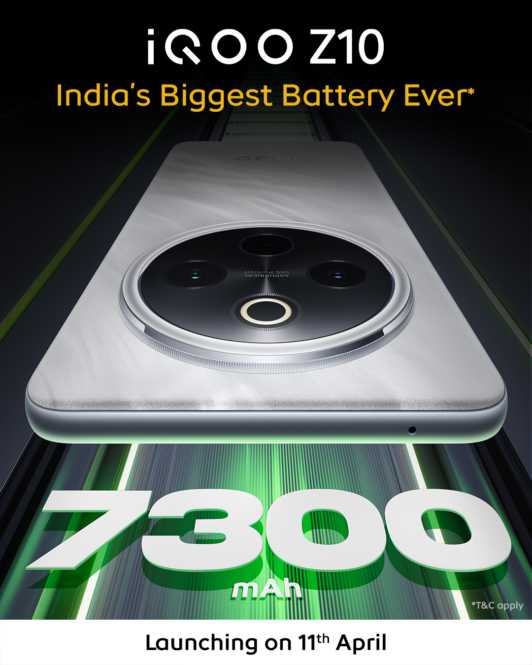 iQOO Z10 Launching on April 11 with India’s Biggest 7300mAh Battery!