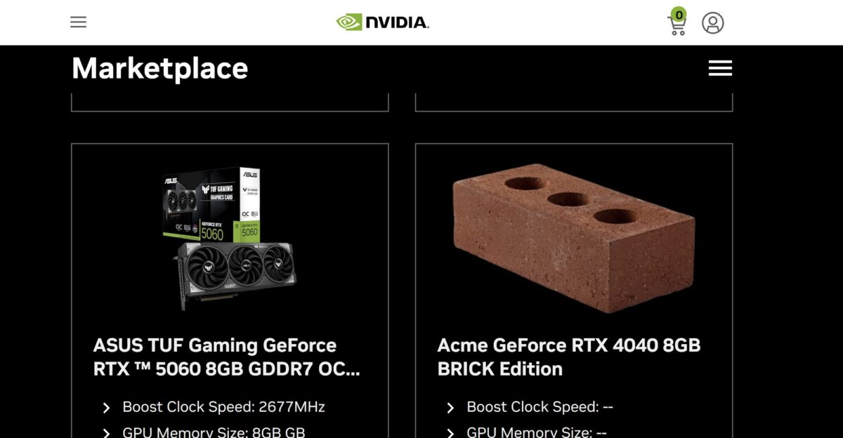 NVIDIA’s official website now listing “GeForce RTX 4040 BRICK Edition”