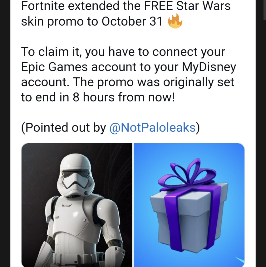 Fortnite Extends Free Skin Offer