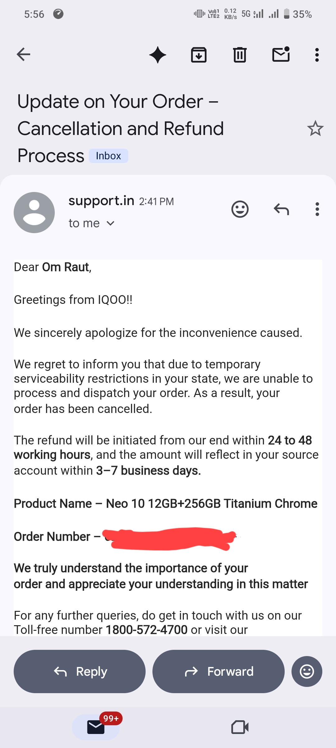 Order cancelled