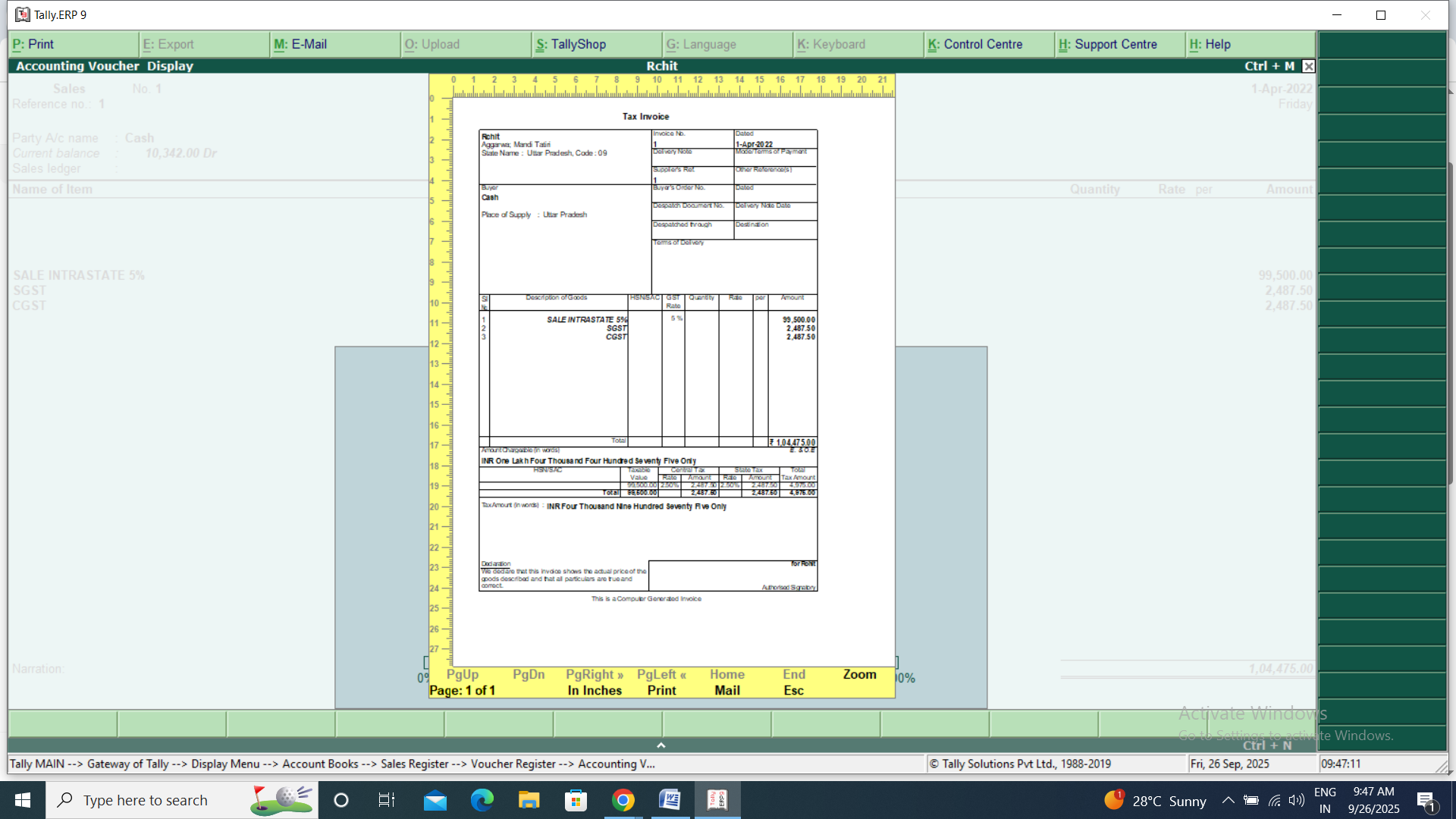 How to Print Preview Invoices in Tally ERP 9 / TallyPrime 🧾