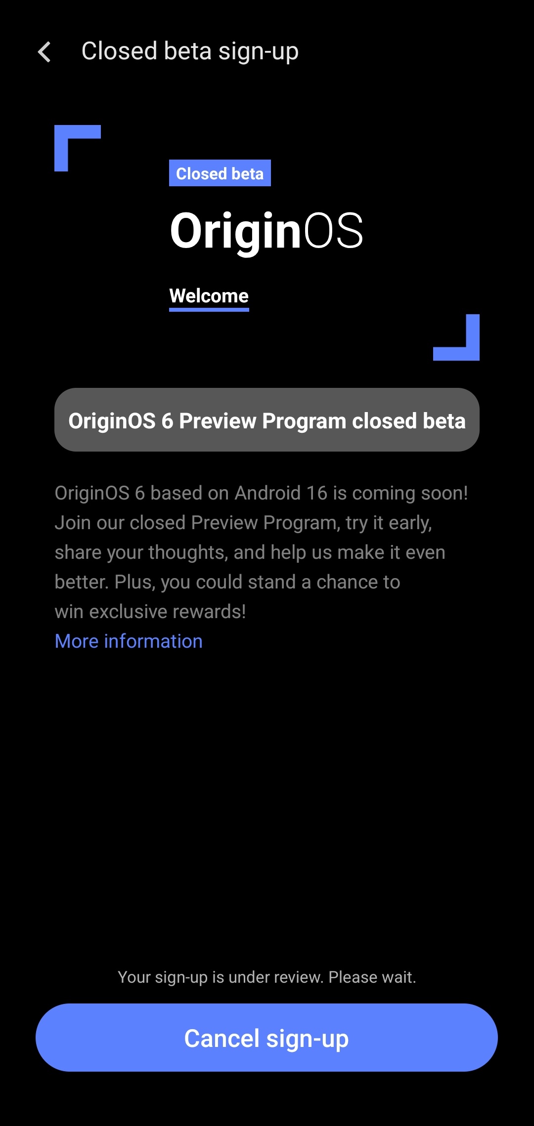 Origin OS 6 beta sign up