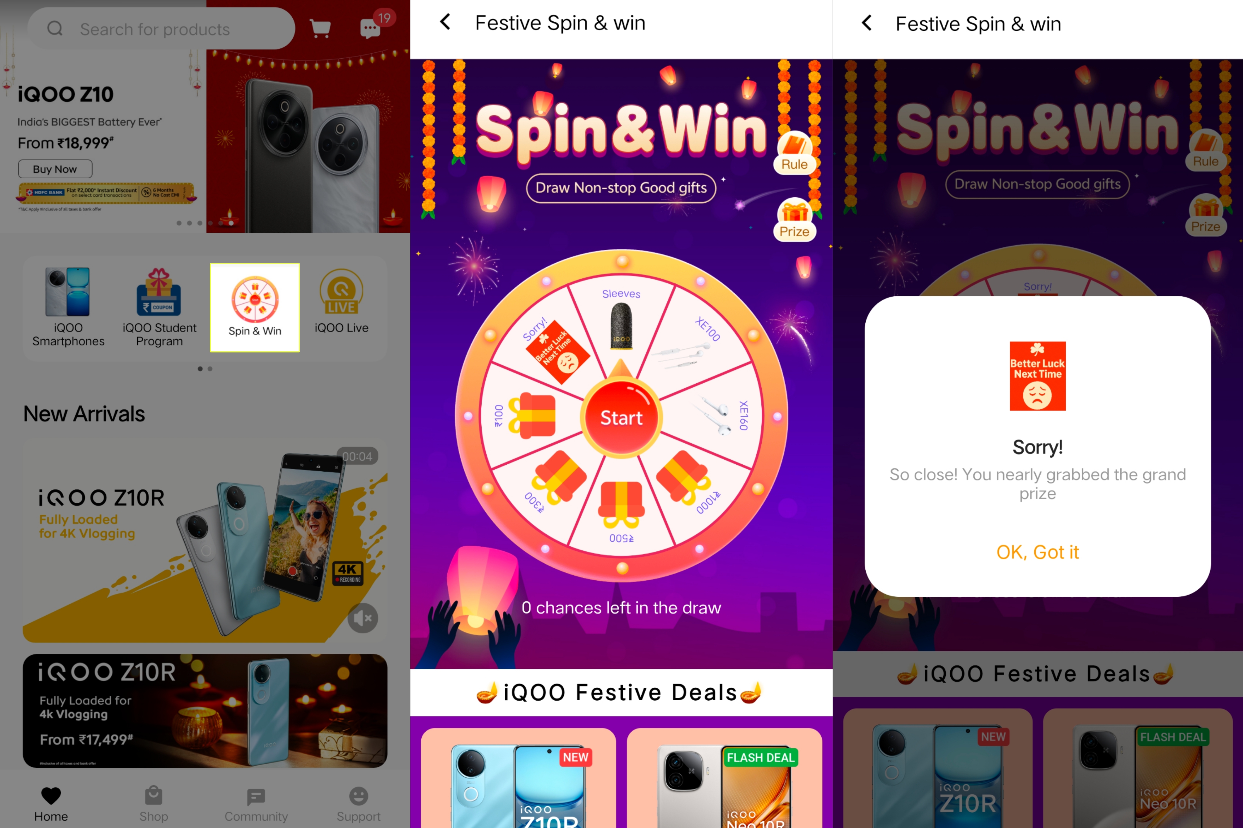 🎯 Festive Spin & Win is LIVE on the iQOO mobile app! 🎁