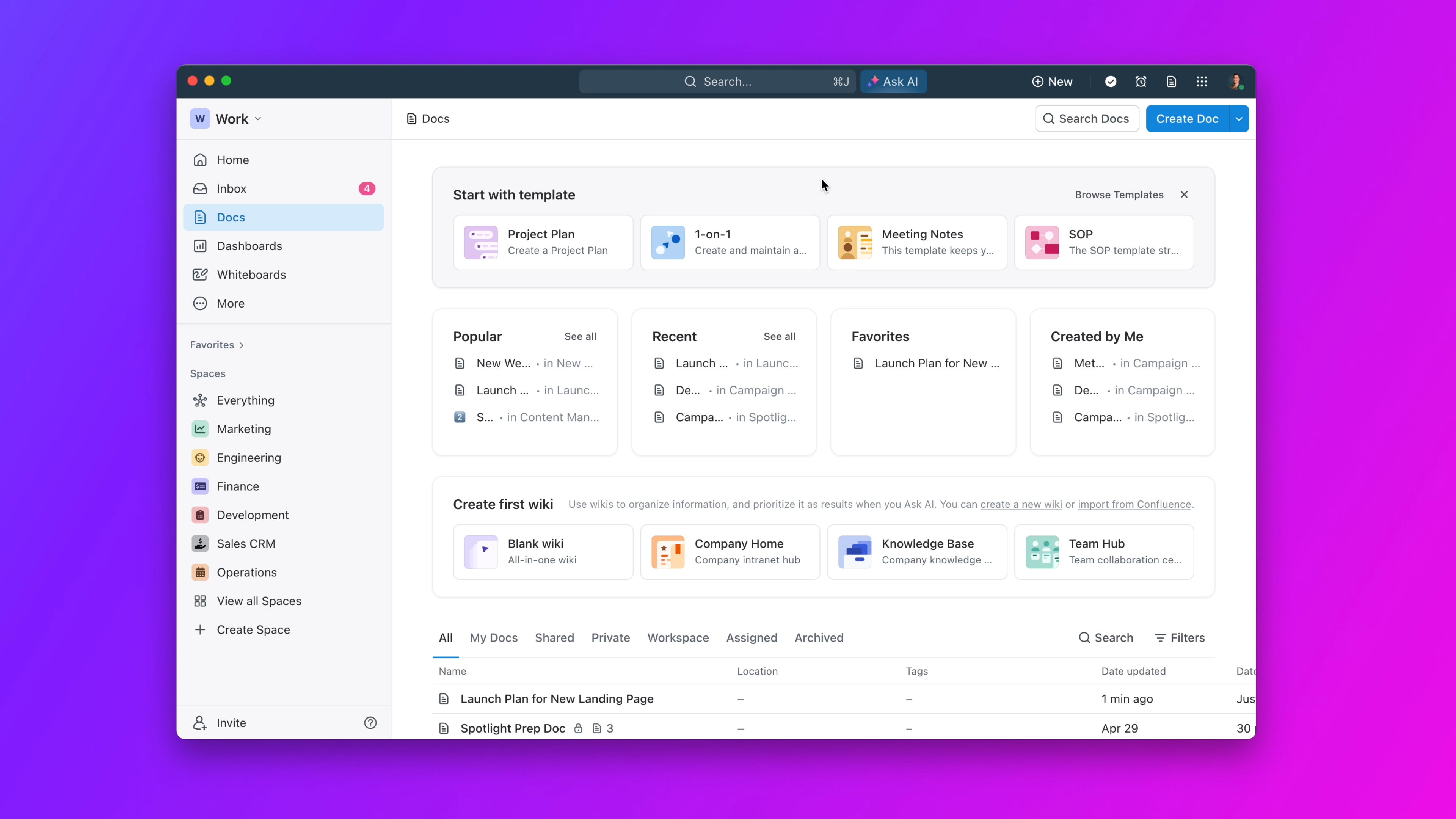 ClickUp :all-in-one productivity and project management tool