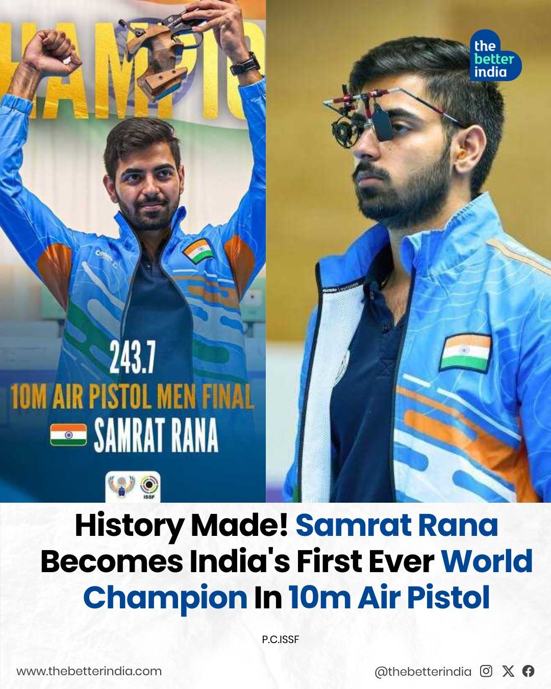 ISSF World Championship Rifle 2025 Samrat Rana Creates History with Gold