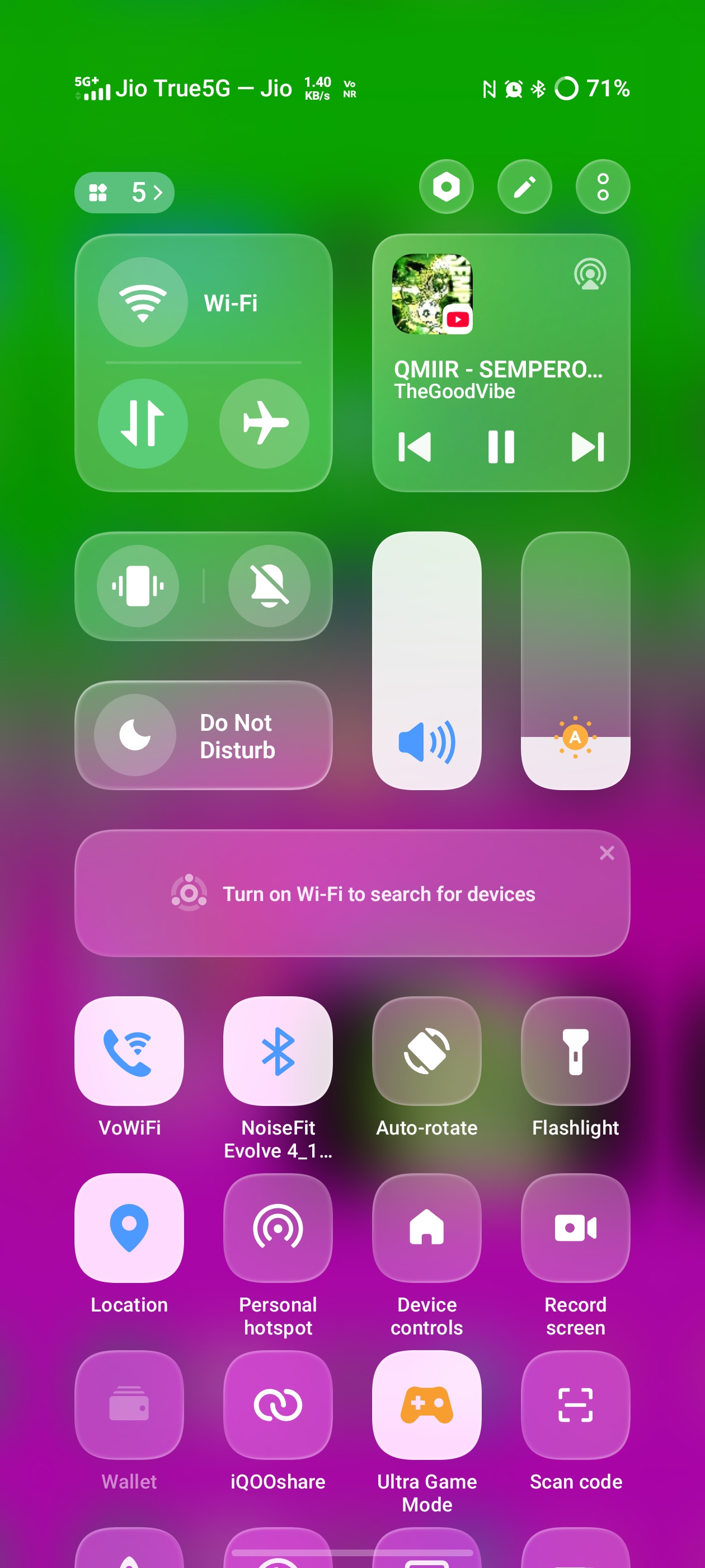 OriginOS 6 control panel on my iqoo 12