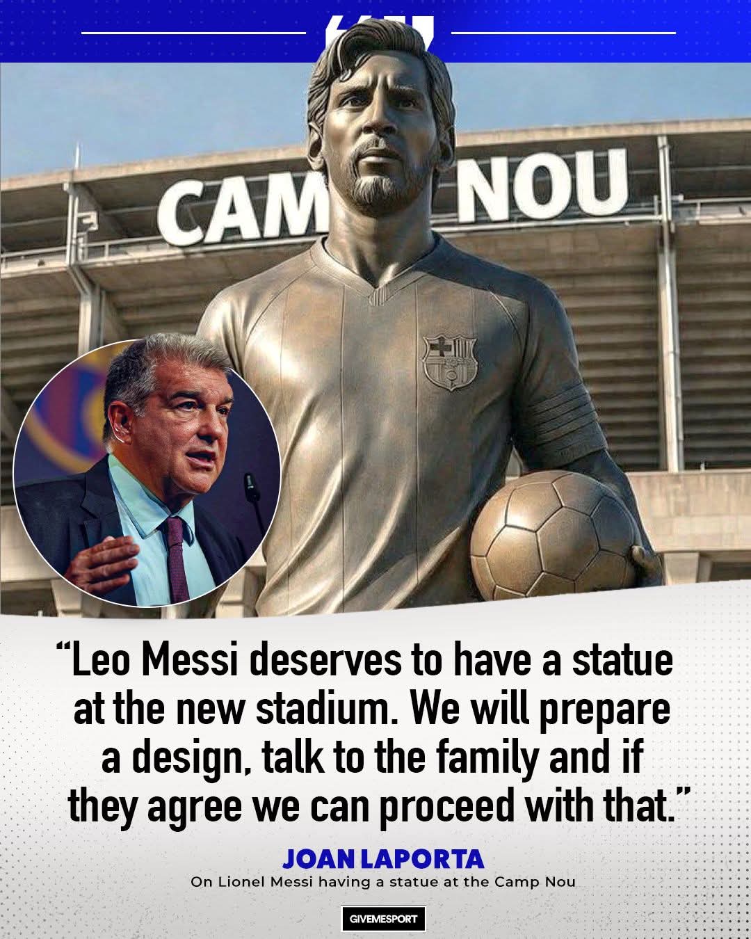 Barcelona plan to build Messi statue at New Camp Nou, says club president