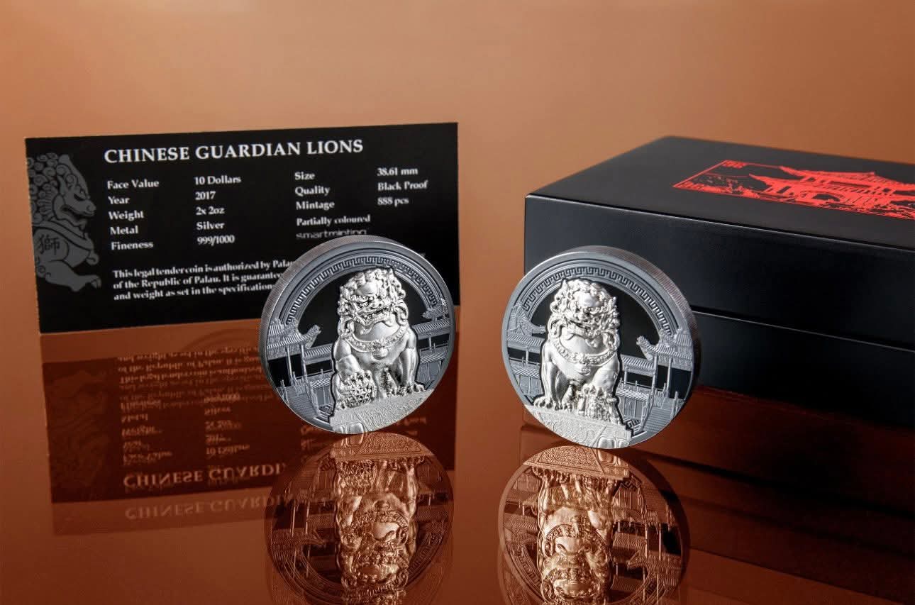 Chinese Guardian Lions 2017: Twin Protectors in Silver.