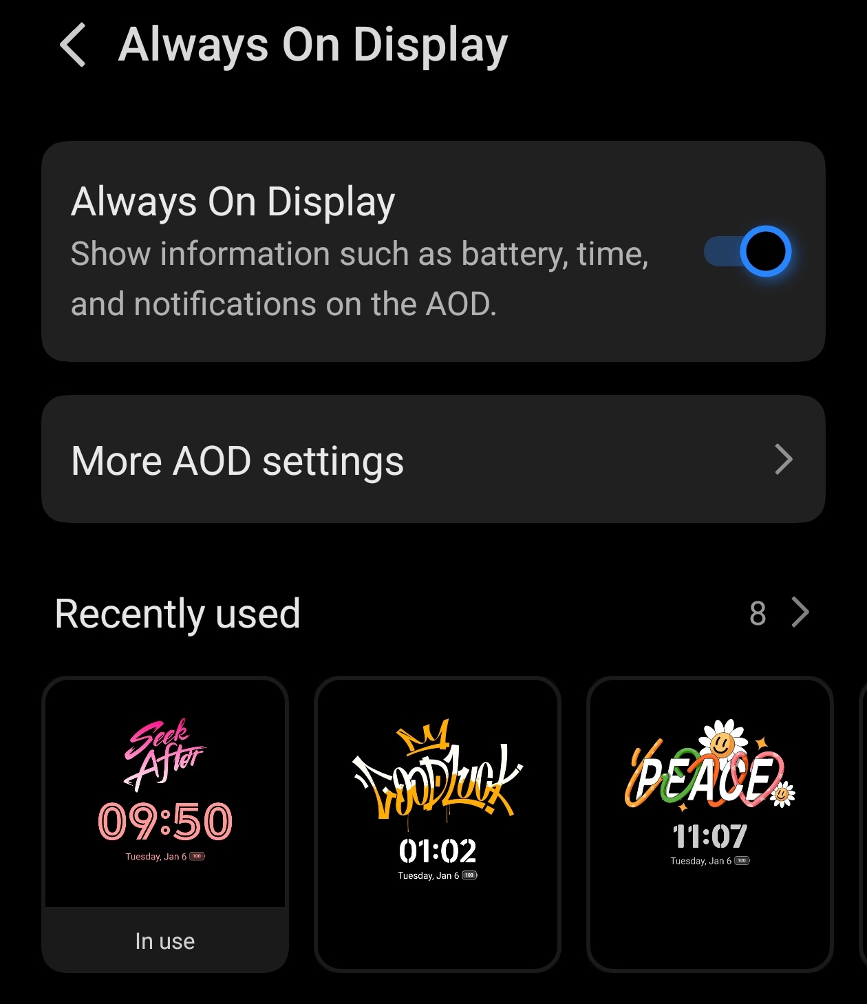 Always On Display (AOD) – Theme Based Text Style